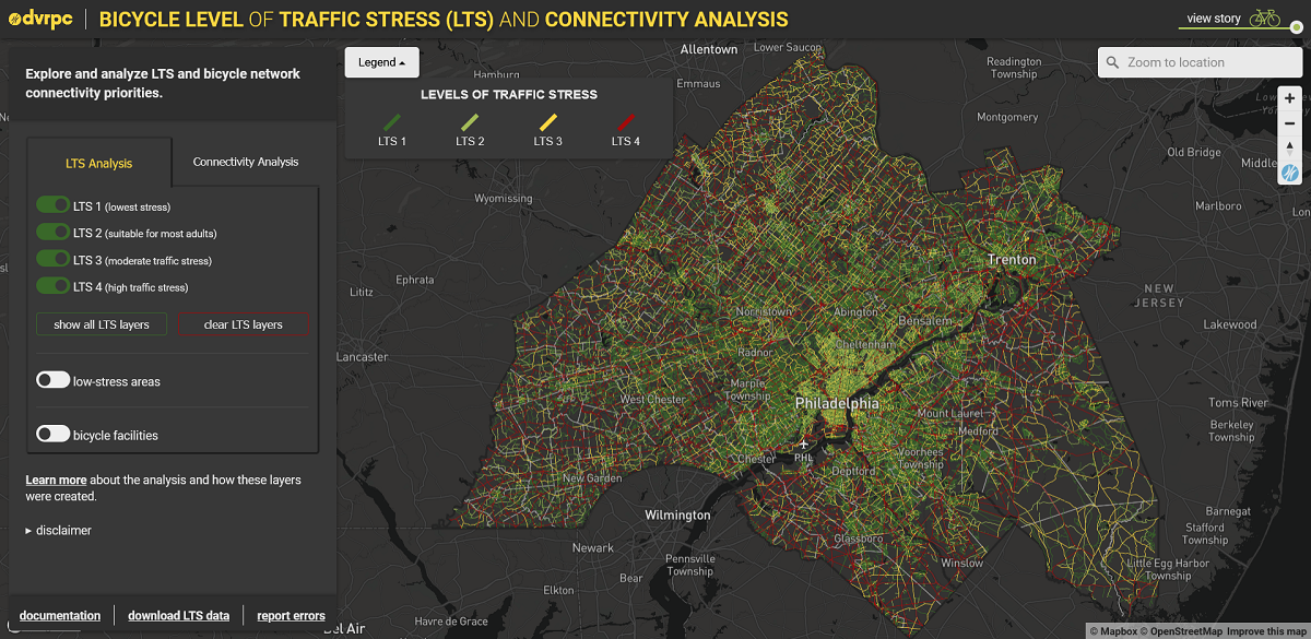 Bicycle LTS Analysis Map